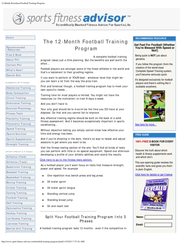 12-Month Periodized Football Training Program | PDF