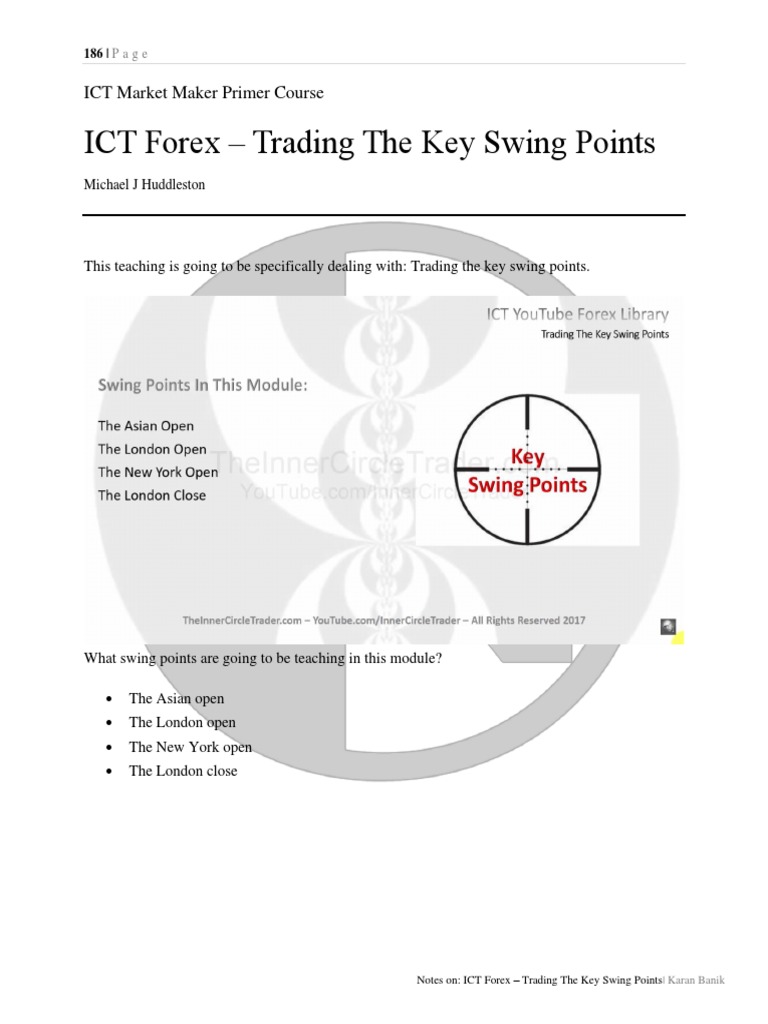 Notes On - ICT Forex - Trading The Key Swing Points | PDF