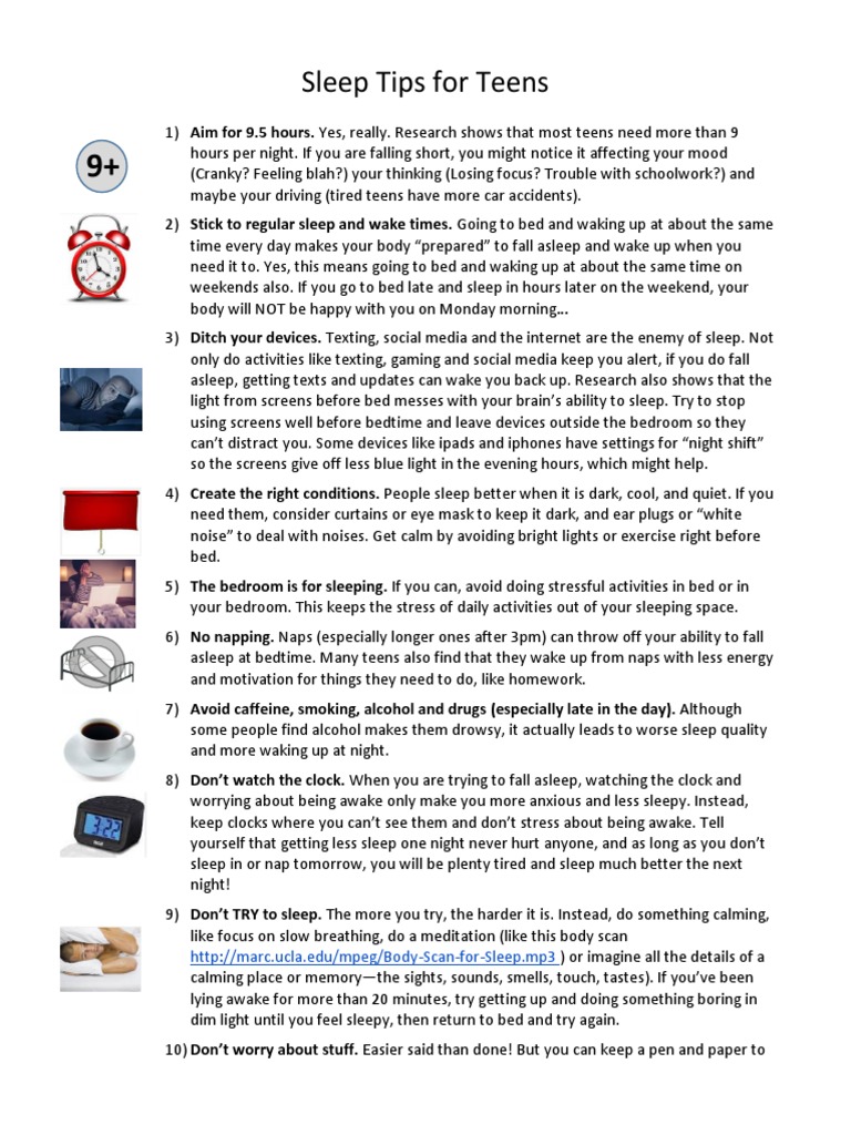 Sleep Tips For Teens | PDF