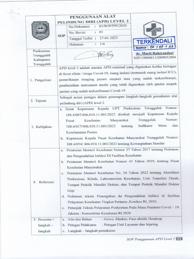 Sop Penggunaan Apd Level 2 | PDF