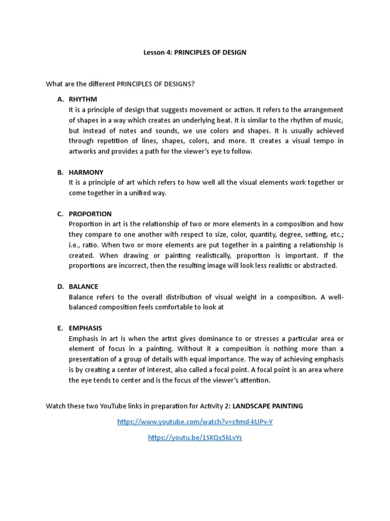 Lesson 4 - Principles of Design | PDF