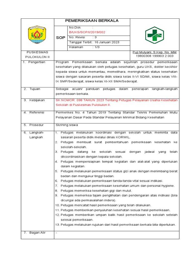 Sop Pemeriksaan Berkala 23 | PDF