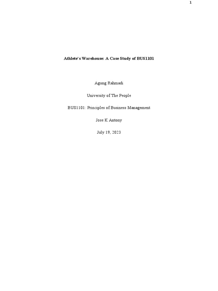Athlete's Warehouse Case Study | PDF | Swot Analysis | Warehouse