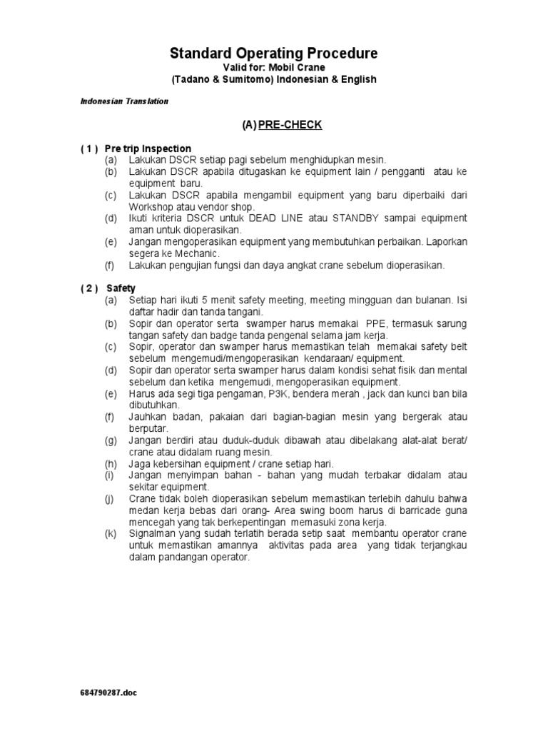 NDD SOP of Mobile Crane | PDF
