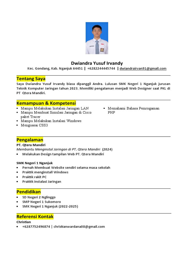 Contoh CV FIX Boy Irvandy | PDF