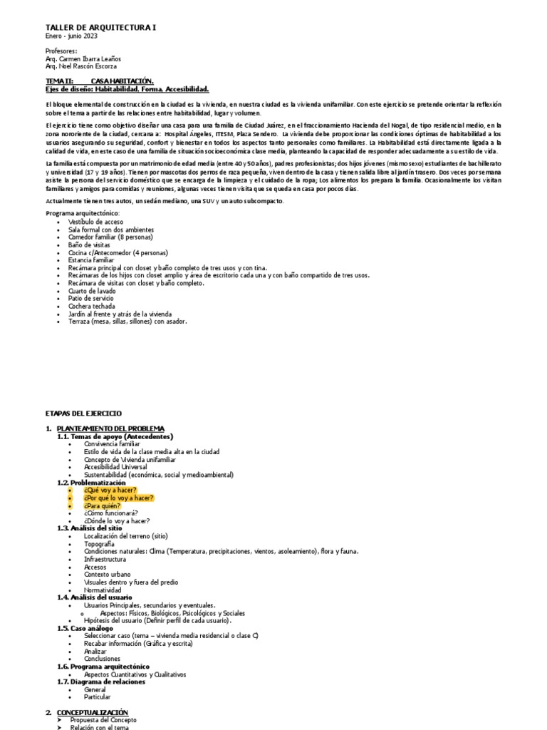 TA I 2023.1 Ej. 2 VIVIENDA | PDF | Diseño | Evaluación
