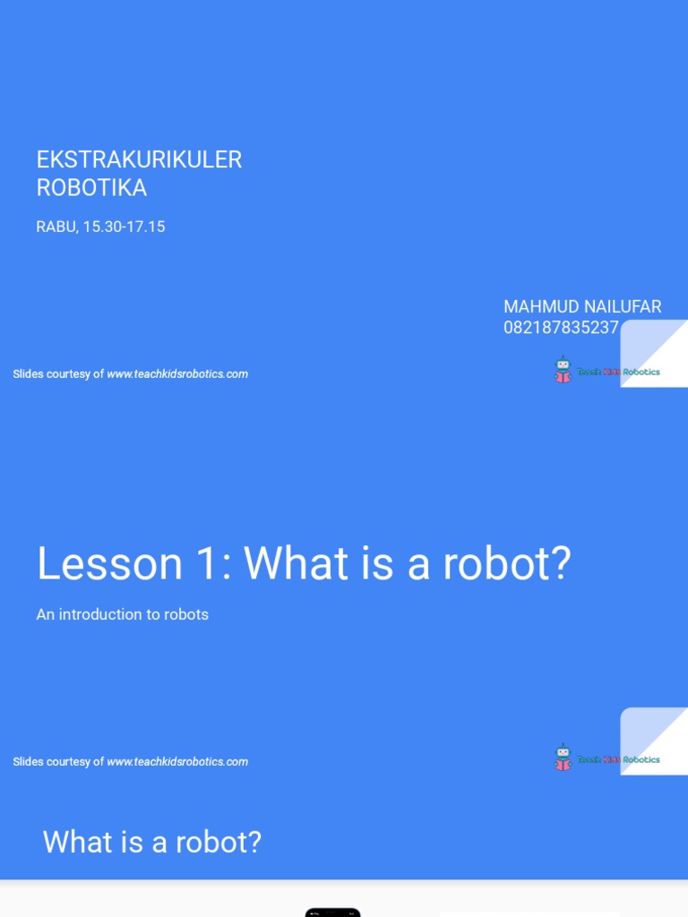 Teach Kids Robotics Lesson 1 - What Is A Robot | PDF