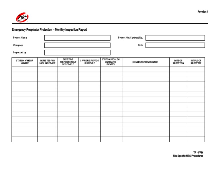 Respirator Inspection and Maintenance Record | PDF