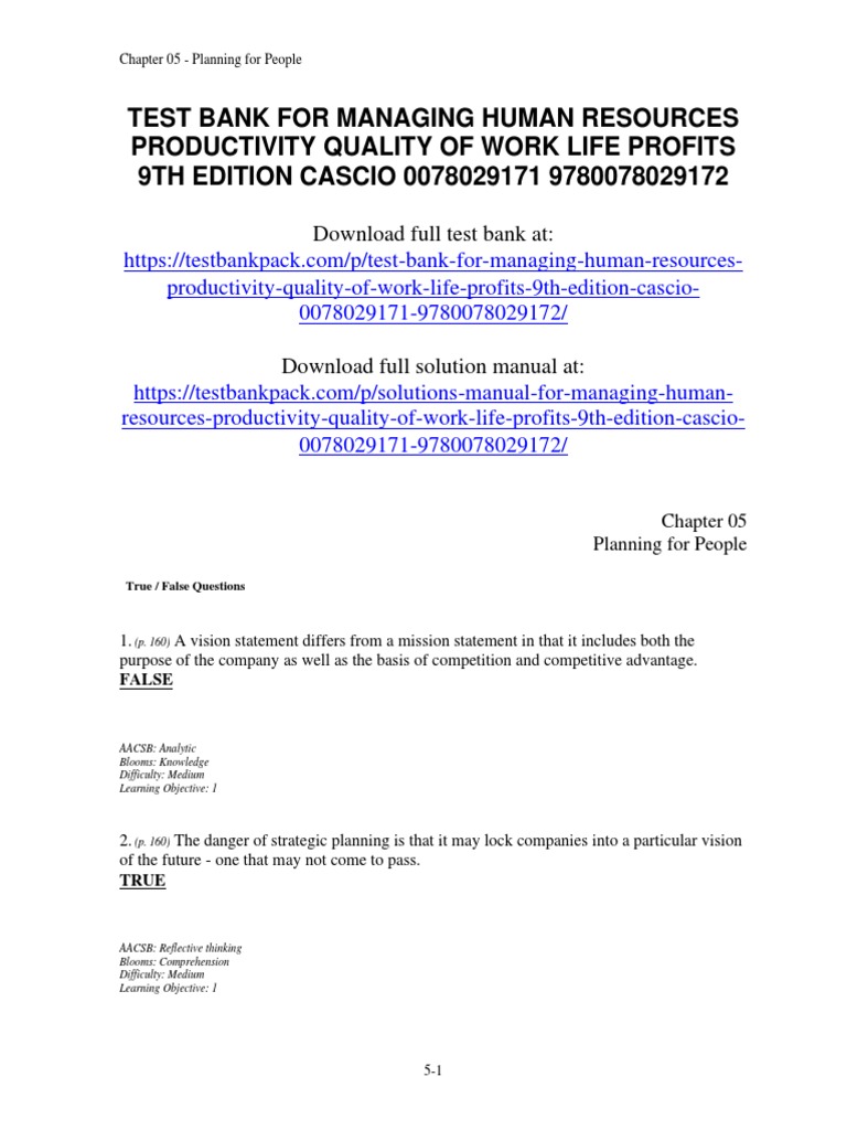 Managing Human Resources Productivity Quality of Work Life Profits 9th ...