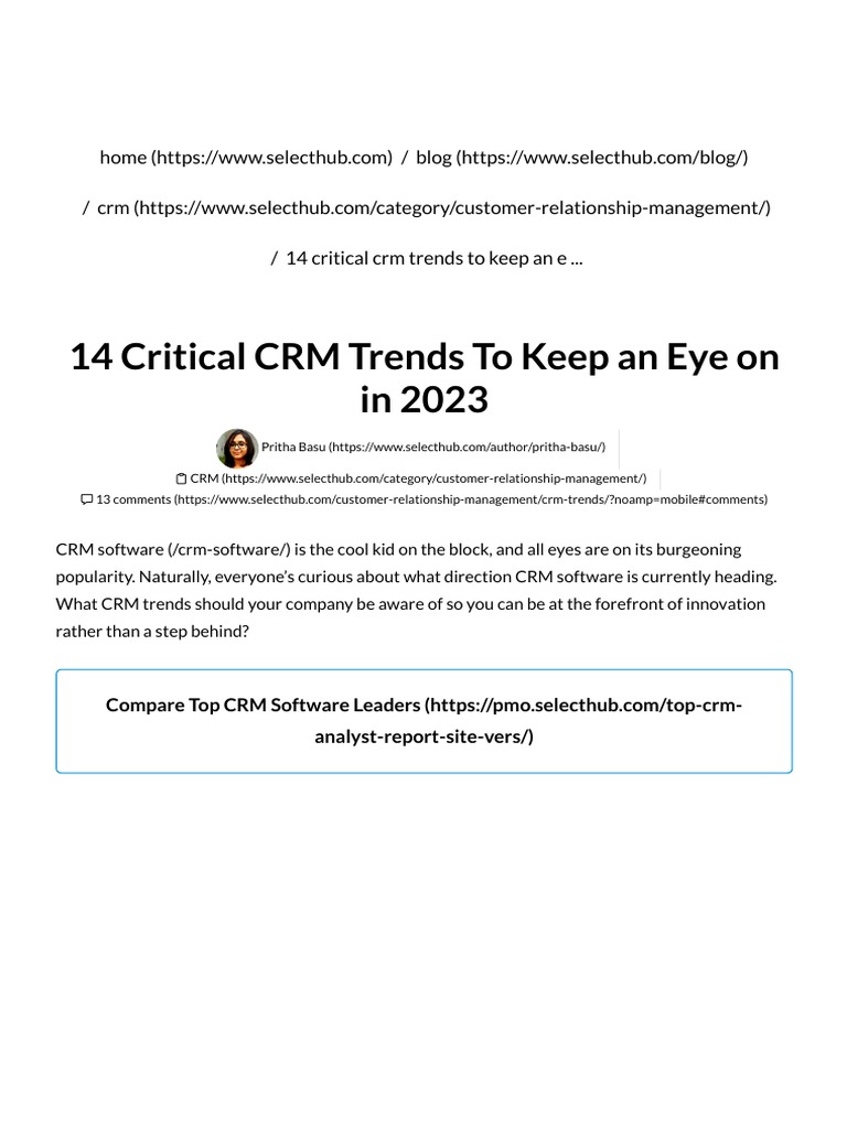 CRM Trends 2023 - 10 Critical Trends in CRM | PDF