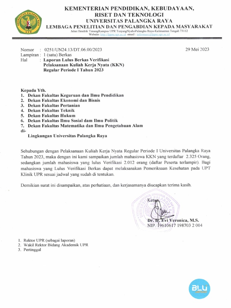 Pengumuman KKN Regular Periode I Tahun 2023 | PDF