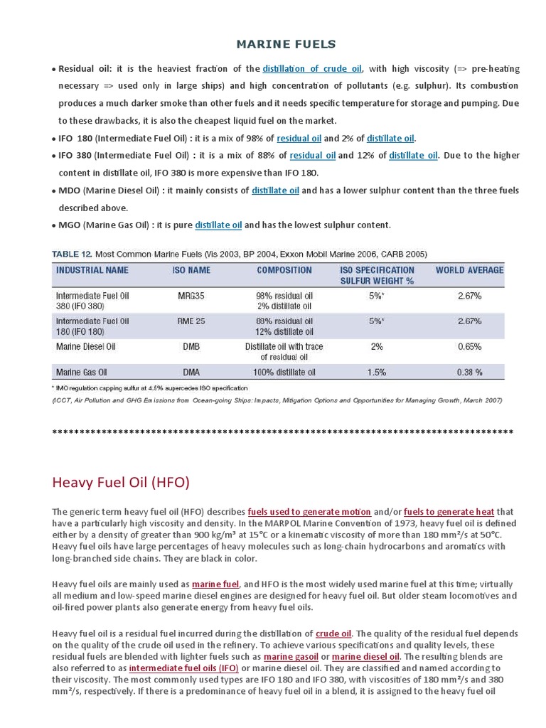 Marine Fuel Specifications Overview | PDF | Fuel Oil | Diesel Fuel