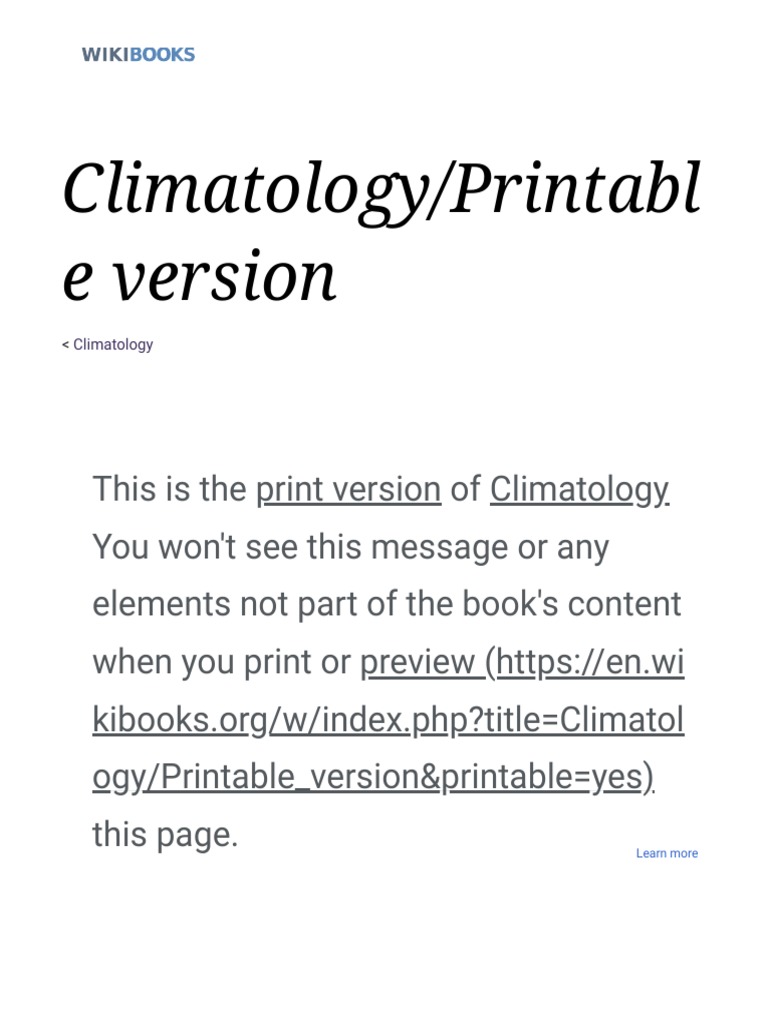Climatology - Printable Version - Wikibooks, Open Books For An Open World | PDF