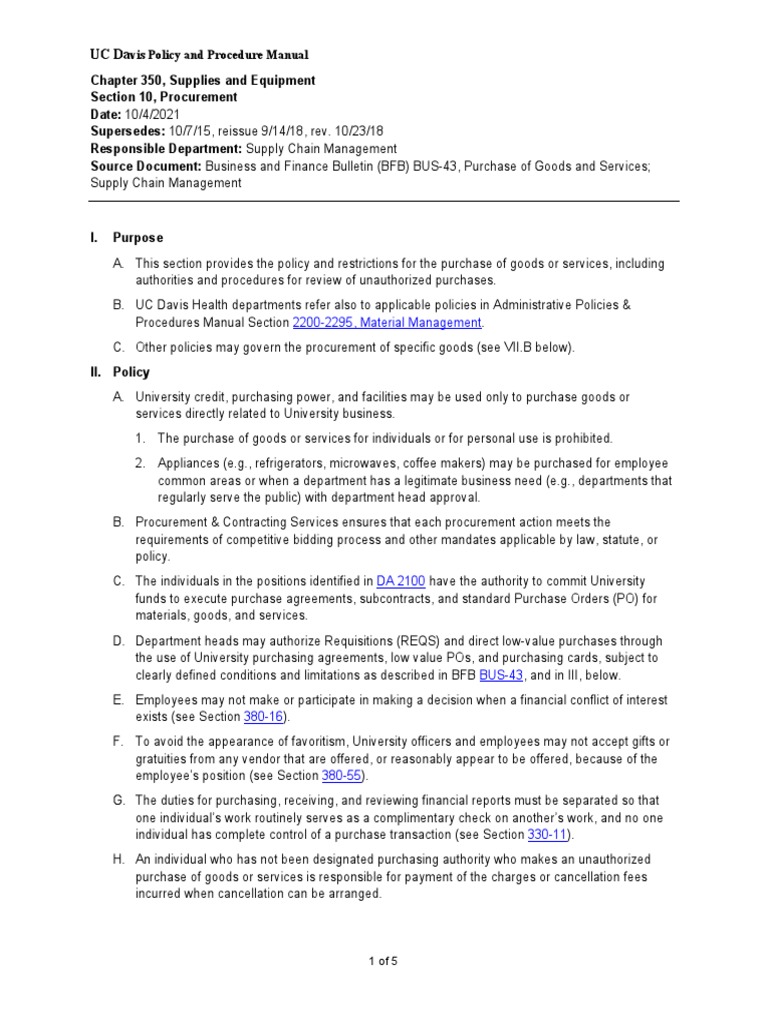 Policy and Procedure Manual Procurment | PDF | Credit Card | Cheque