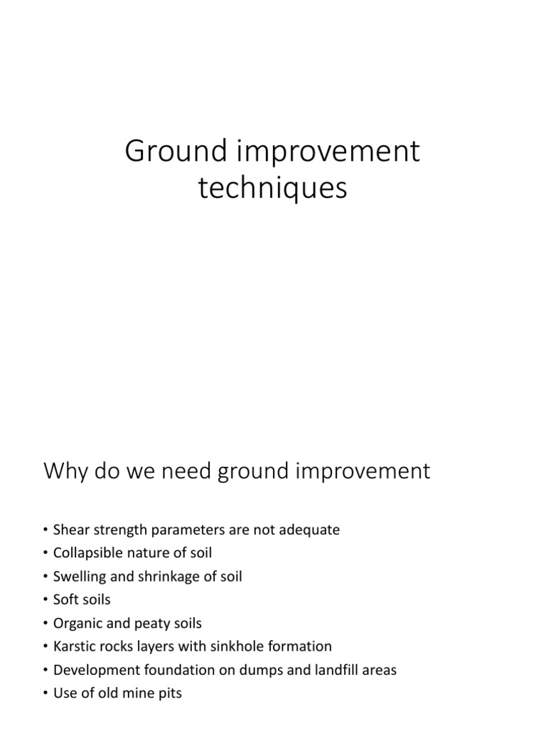 Ground Improvement Techniques | PDF | Soil | Clay