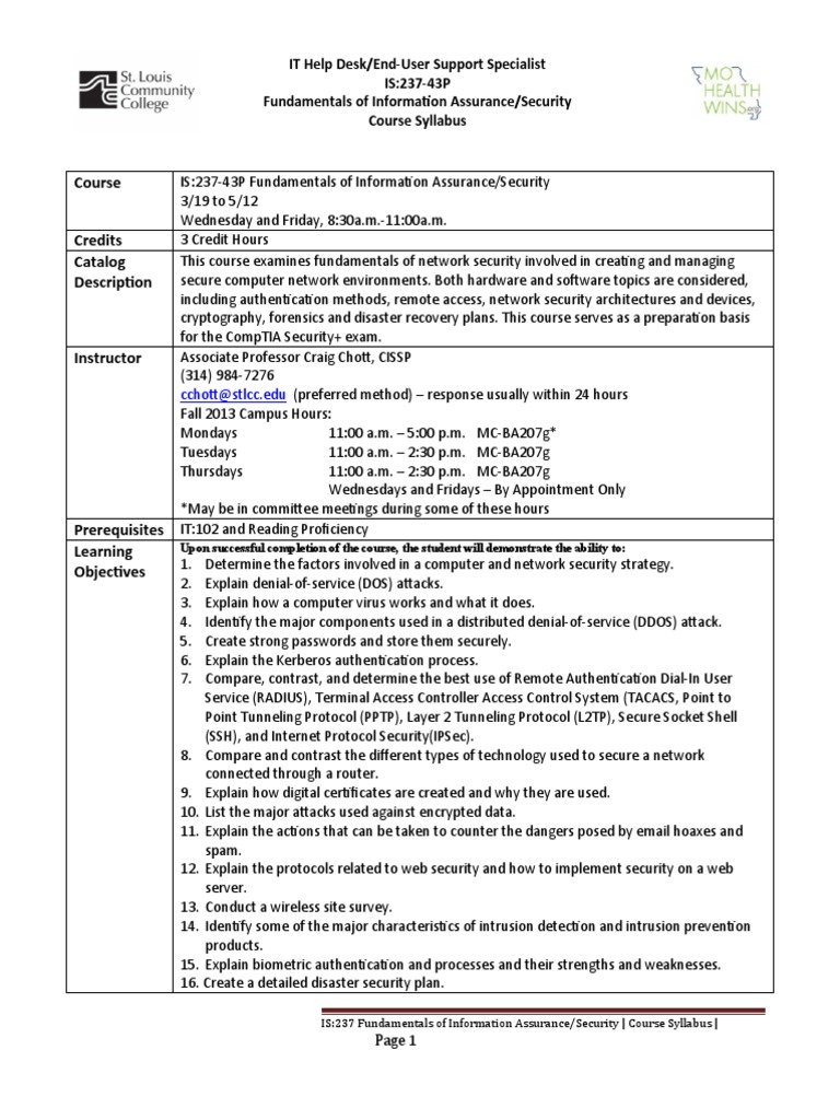 STLCC ITHD IS237 Syllabus | PDF