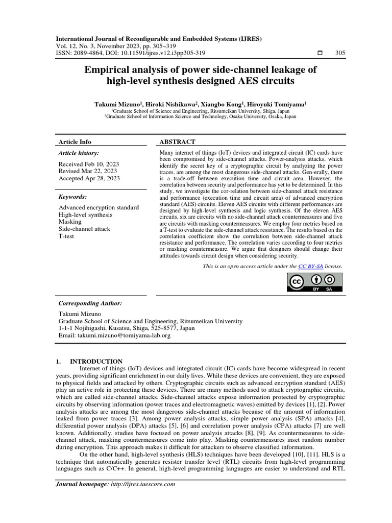 Empirical Analysis of Power Side-Channel Leakage of High-Level ... Empirical Analysis of Power Side-Channel Leakage of High-Level ...