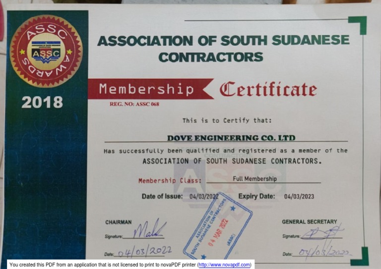 Legal Document - Association of South Sudan Contractors | PDF | Business