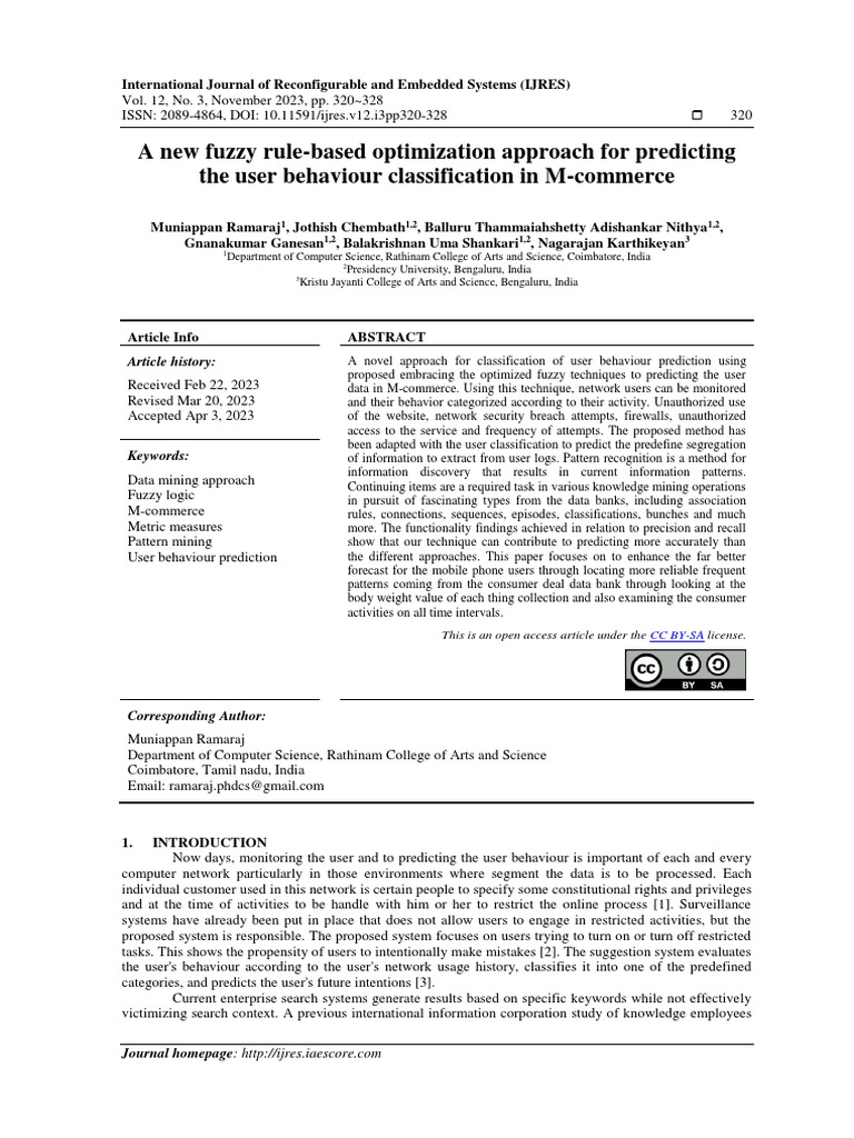 A New Fuzzy Rule Based Optimization Approach For Predicting The User Behaviour Classification In 