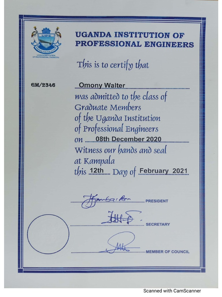 Uipe Certificate Walter | PDF