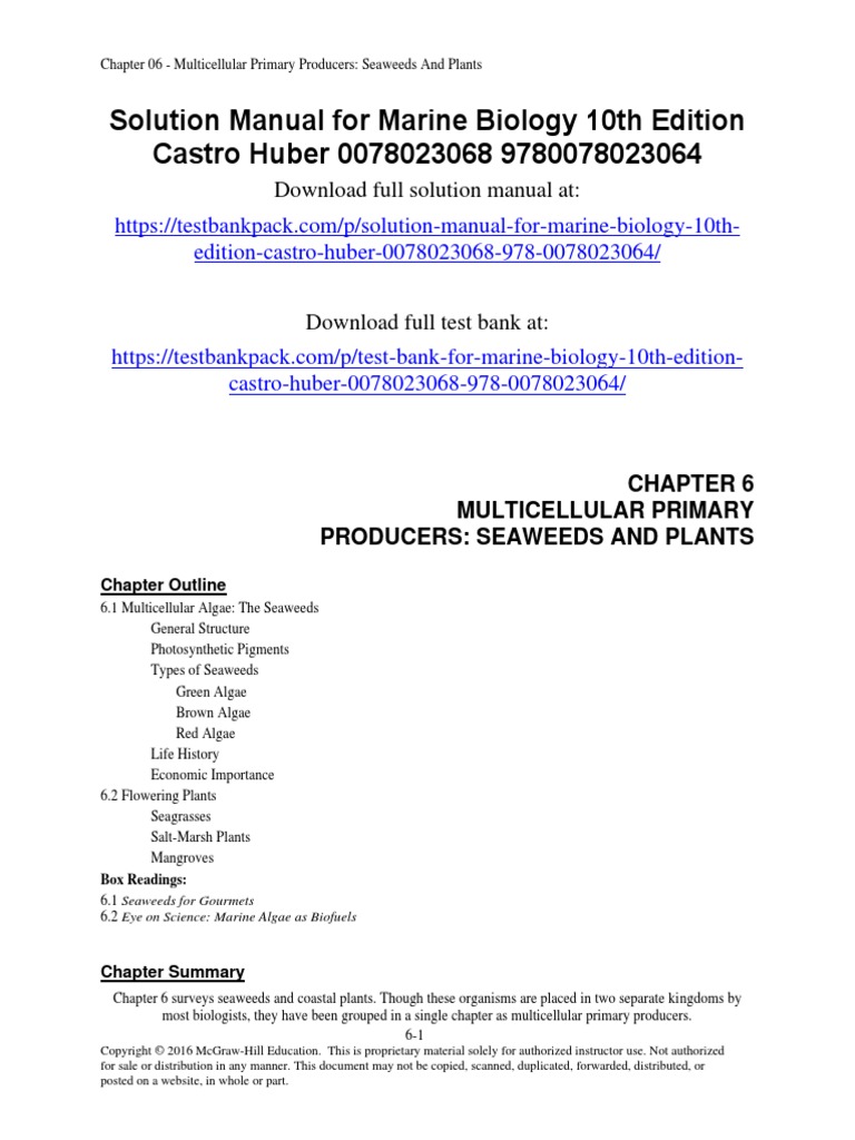 Marine Biology 10th Edition Castro Solutions Manual 1 | PDF | Science ...