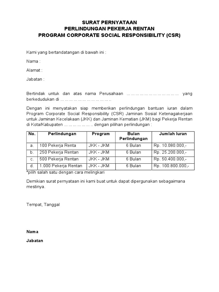 Lampiran Surat CSR | PDF