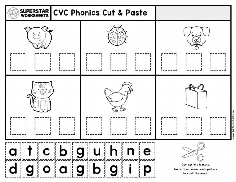 Kindergarten Phonics Cut Paste Worksheet | PDF