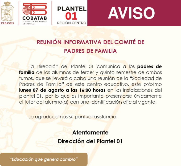 Reunión Informativa para Padres de Familia | PDF | Cocina, comidas y vino