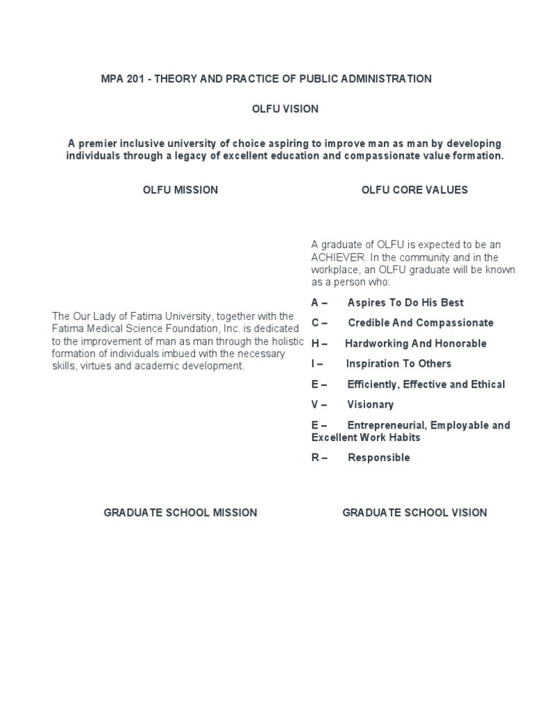 Mpa 201 Syllabus | PDF | Self-Improvement