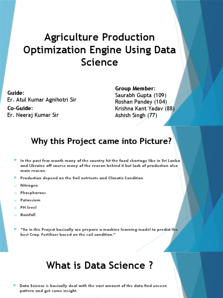 Agriculture Production Optimization Engine Using Data Science | PDF | Algorithms | Computer ...