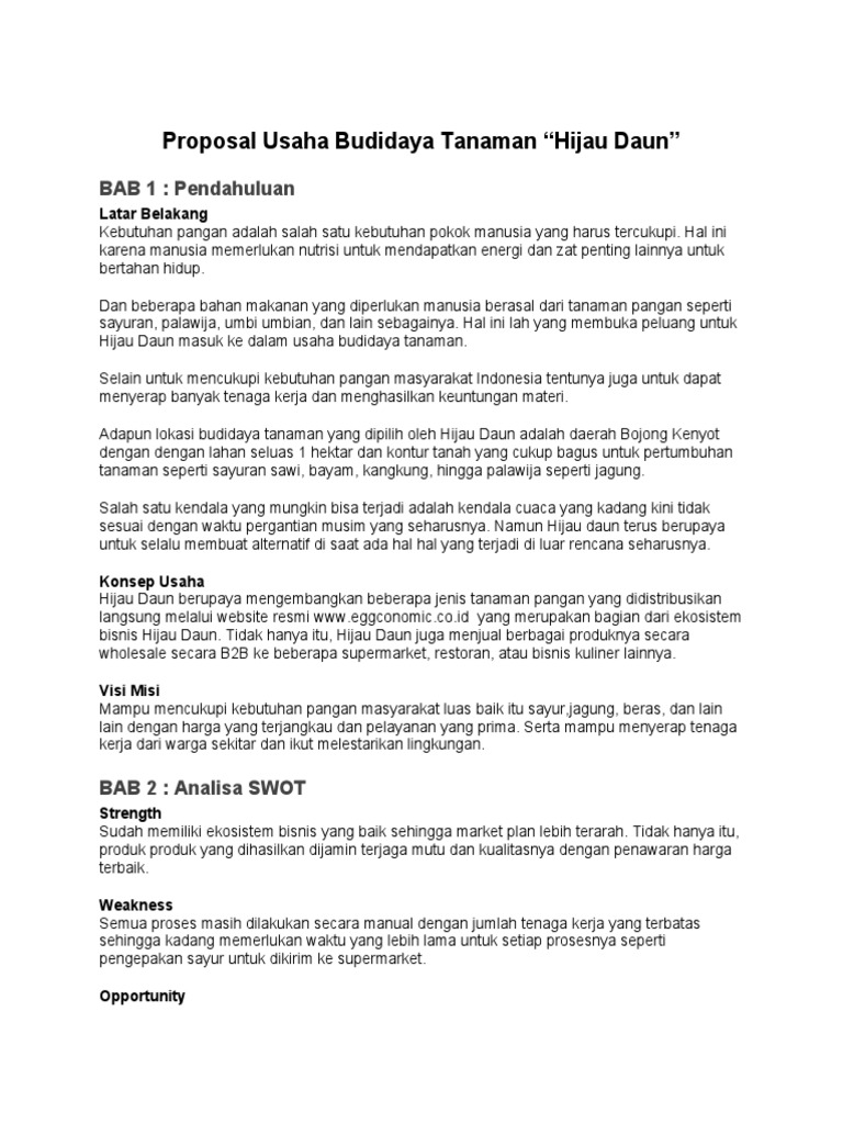 Proposal Usaha Budidaya Tanaman | PDF