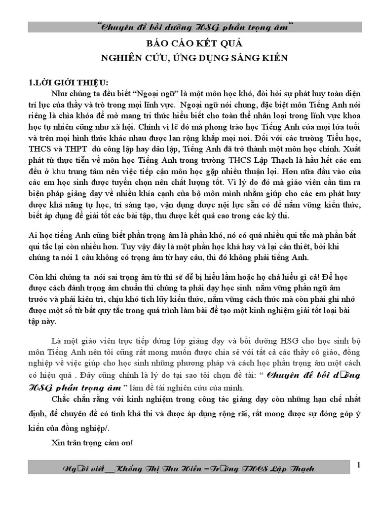 SKKN Cach Danh Dau Trong Am 284202022 | PDF