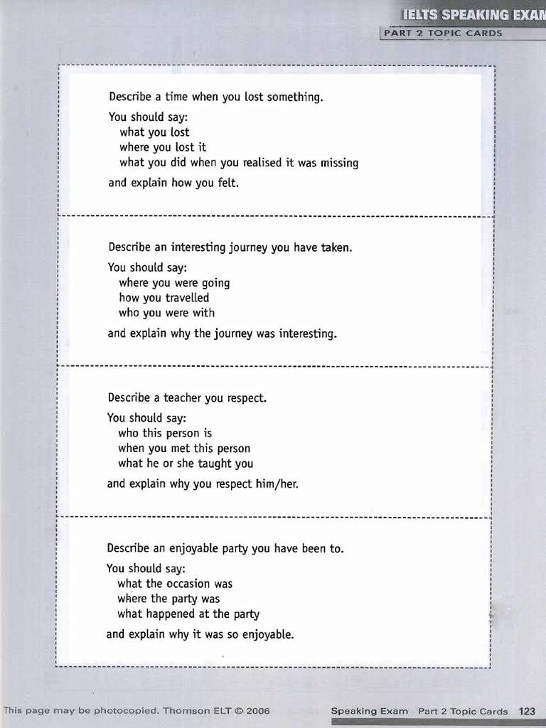 Speaking Part 2 Cards | PDF