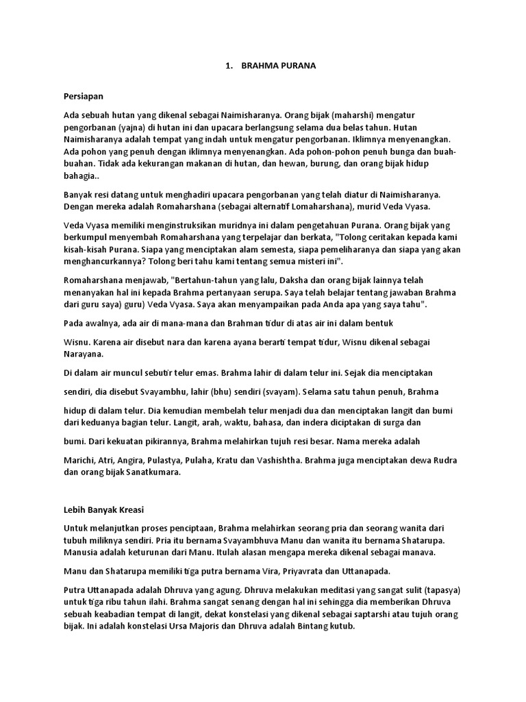 Brahma Purana | PDF | Agama & Spiritualitas