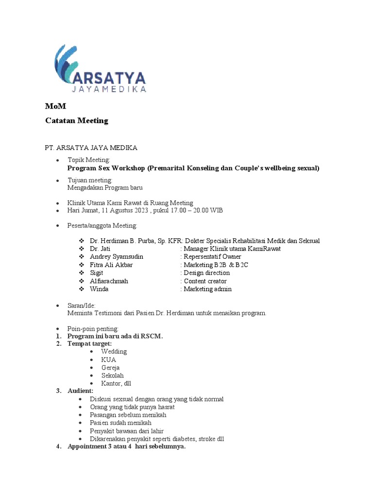 MoM, Catatan Meeting | PDF