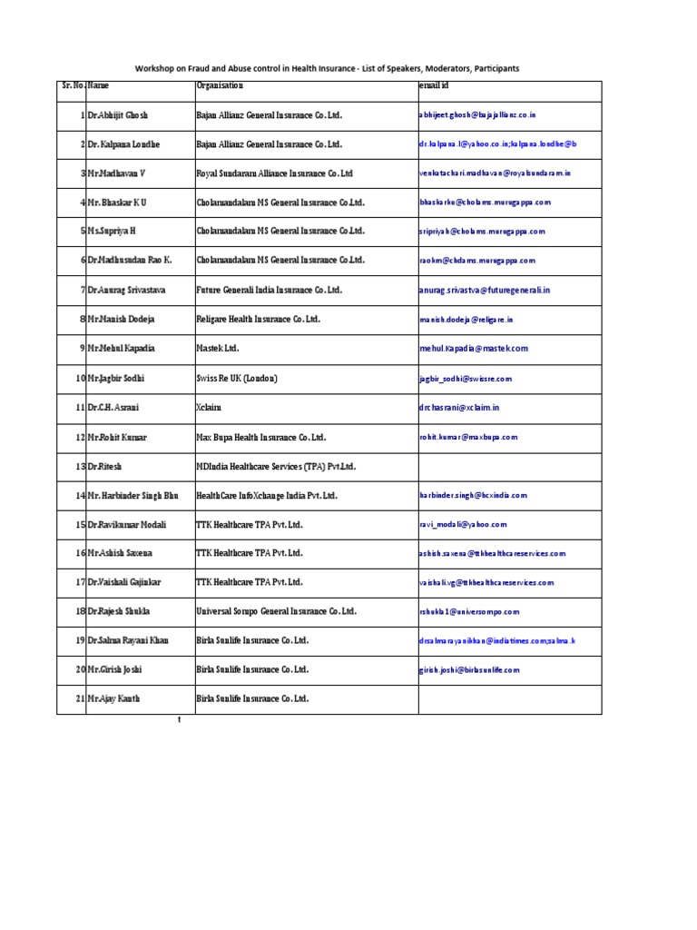 Participant List | PDF