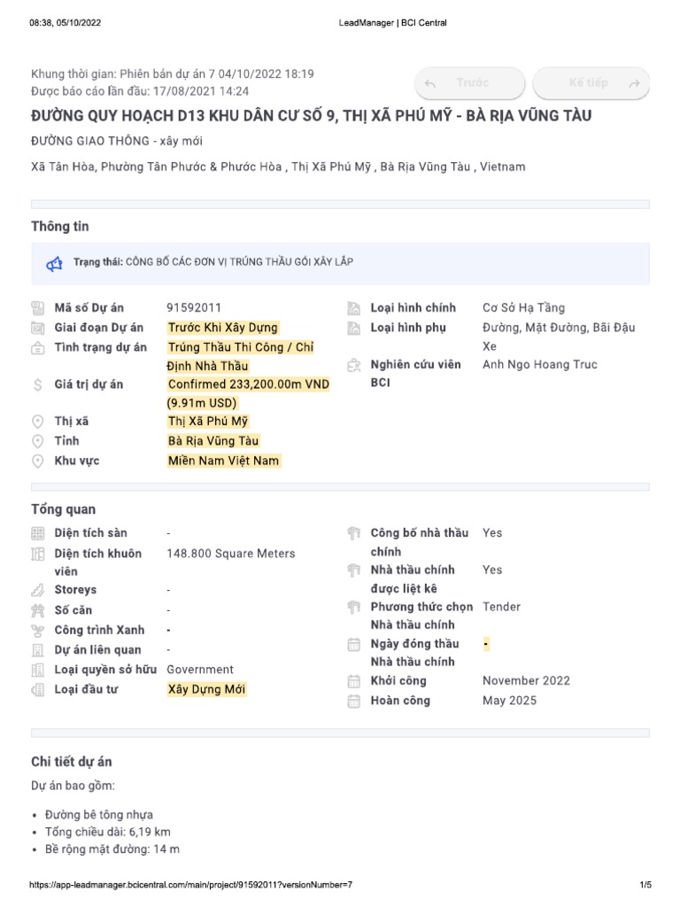 ĐƯỜNG QUY HOẠCH D13 KHU DÂN CƯ SỐ 9, THỊ XÃ PHÚ MỸ - BÀ RỊA VŨNG TÀU - NHIH | PDF