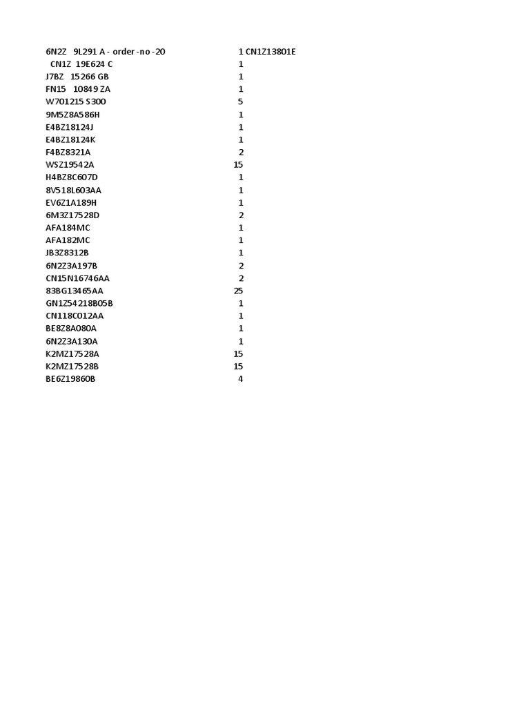 Order Numbers and Item Codes | PDF | Technology & Engineering
