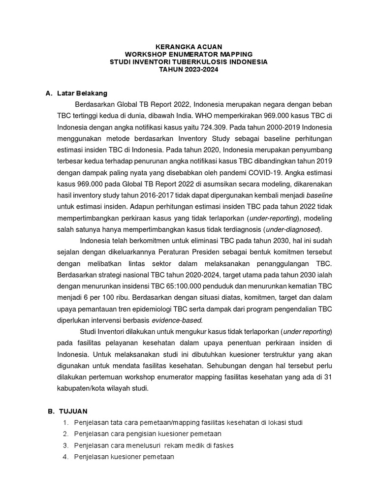 Tor Workshop Enumerator Mapping 01 Agustus 2023 Pdf 