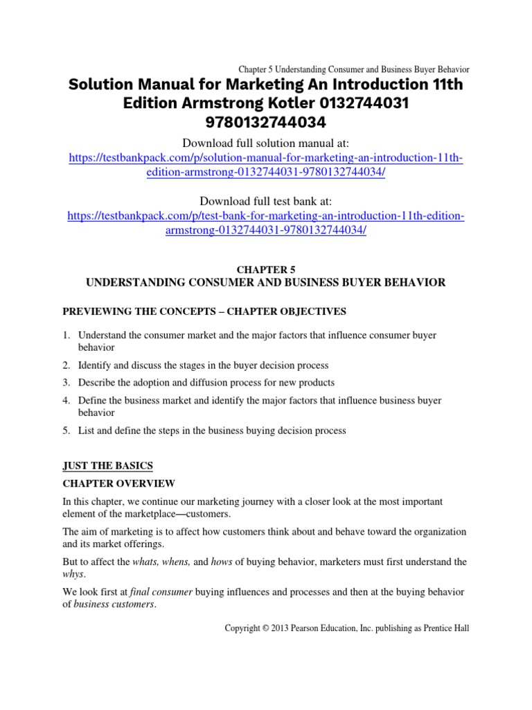 Marketing An Introduction 11th Edition Armstrong Solutions Manual 1 | PDF