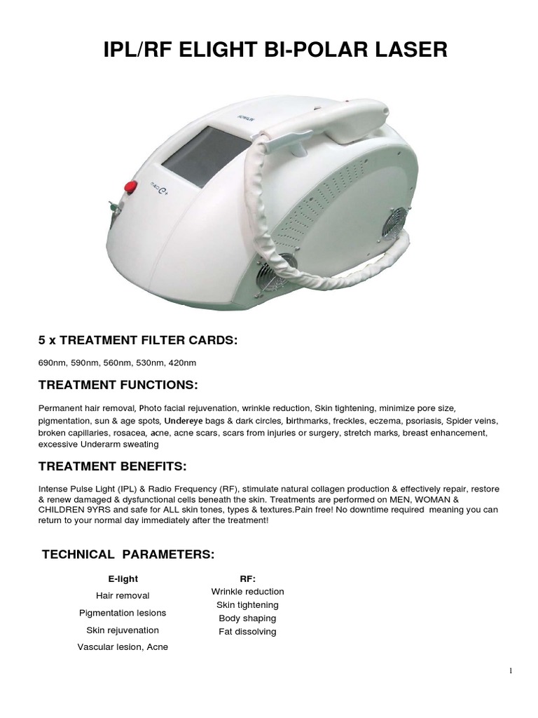 Elight Ipl RF Laser Information | PDF | Clinical Medicine | Skin
