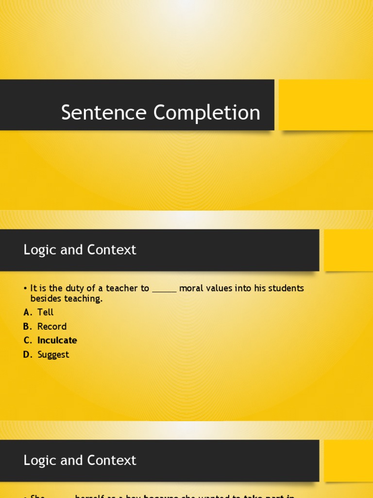 Sentence Completion | PDF