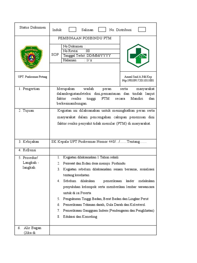 SOP Monitoring Pembinaan Posbindu PTM 22 | PDF