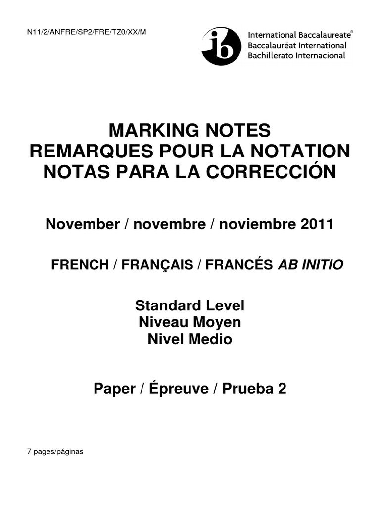 French_ab_initio_paper_2_SL_markscheme | PDF