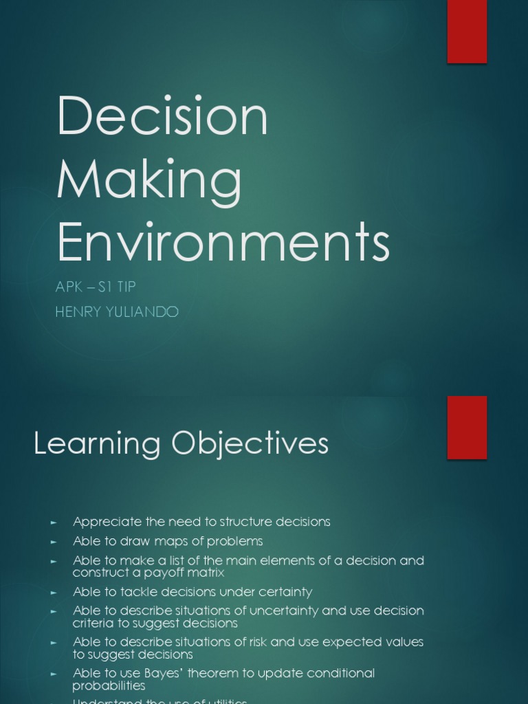 W 1 Decision Making Environments Henry Pdf
