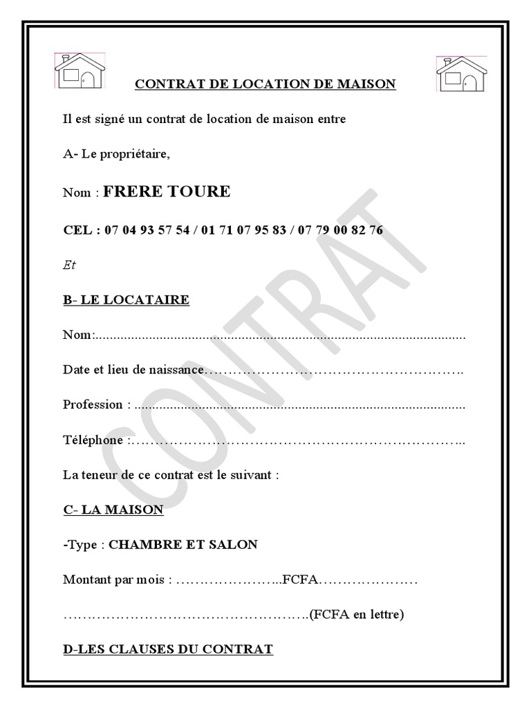 Contrat de Location de Maison | PDF Contrat de Location de Maison | PDF