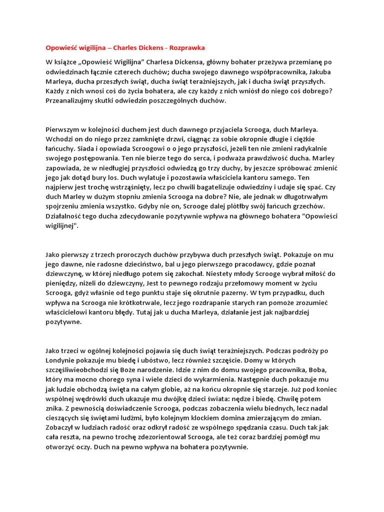 Test Z Lektury Opowiesc Wigilijna Klasa E Treteaux Stanley