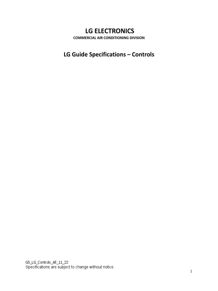 GS Controls Master Guide Specification | PDF