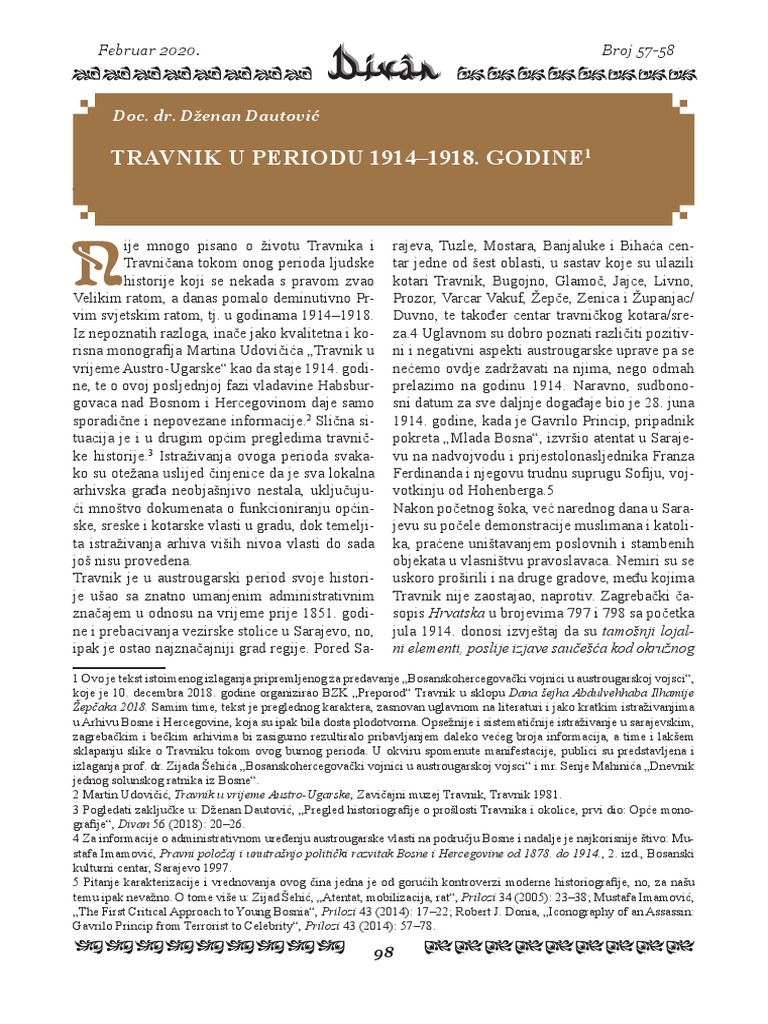 Travnik U Periodu 1914-1918 Godine - Dautovic Dzenan | PDF