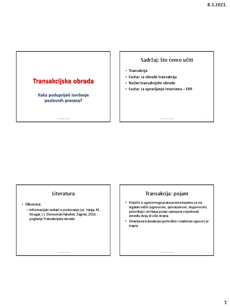 03-Transakcijska Obrada-Za Studente | PDF